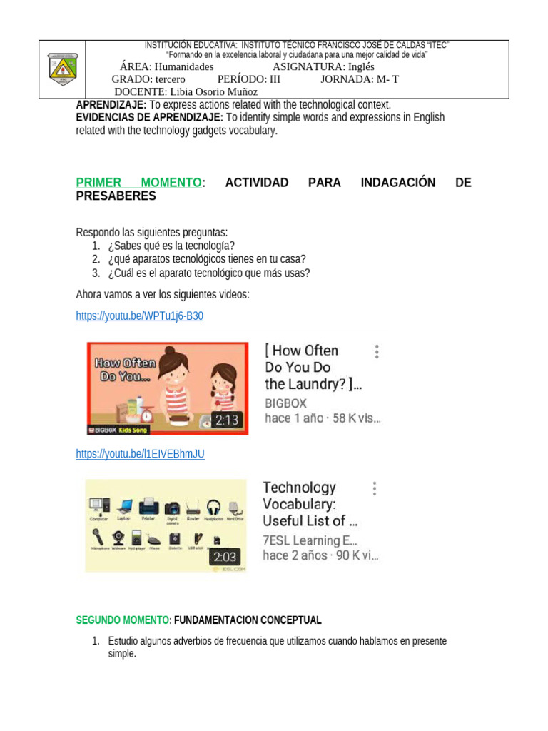 Vocabulario de Tecnología en Inglés | PDF