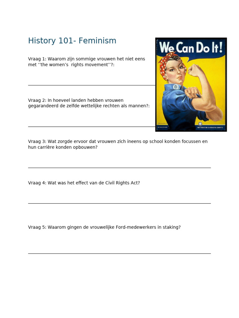 History 101 Feminism Worksheet | PDF