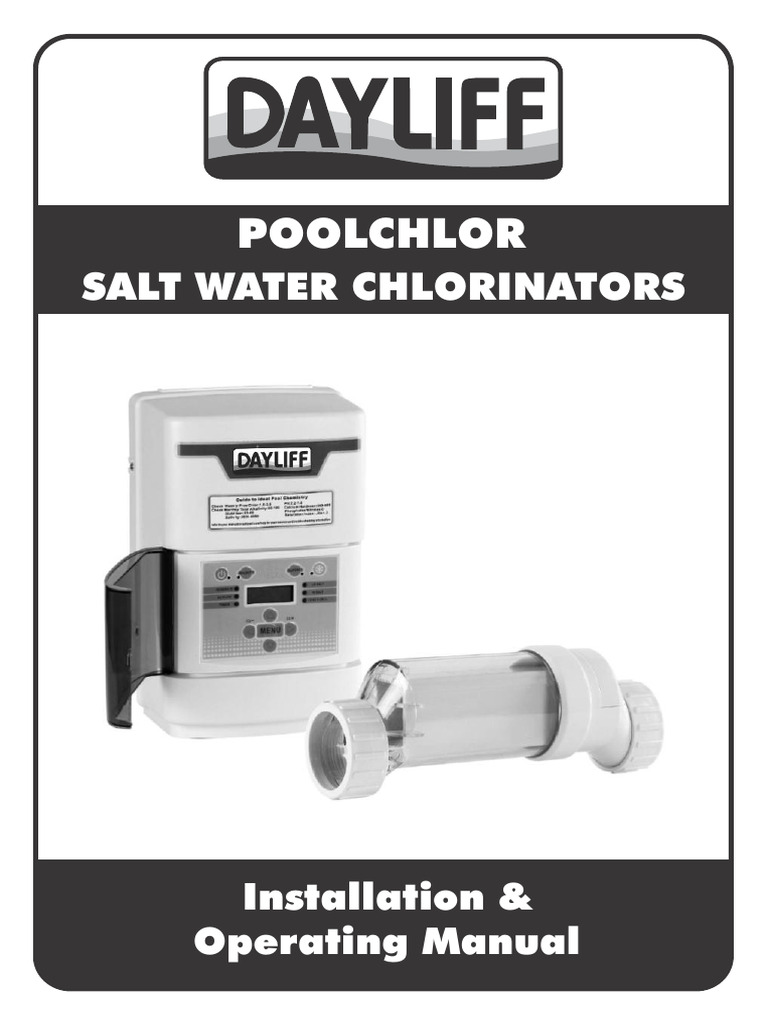 PoolChlor Salt Water Chlorinator Manual | PDF | Sodium Chloride | Water
