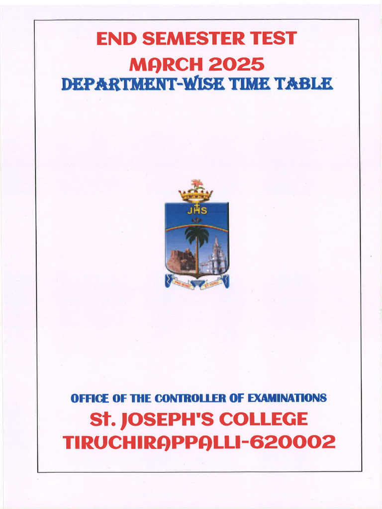 End Semester TimeTable March 2025 | PDF