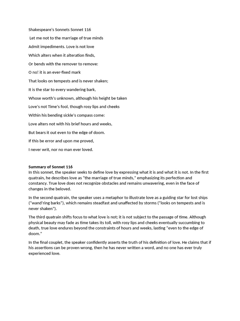 Shakespeare Sonnet 116 | PDF