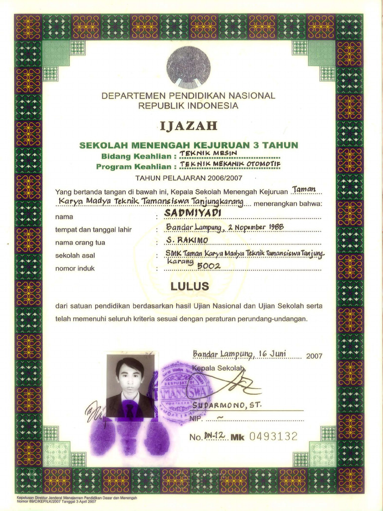 Ijazah Depan | PDF