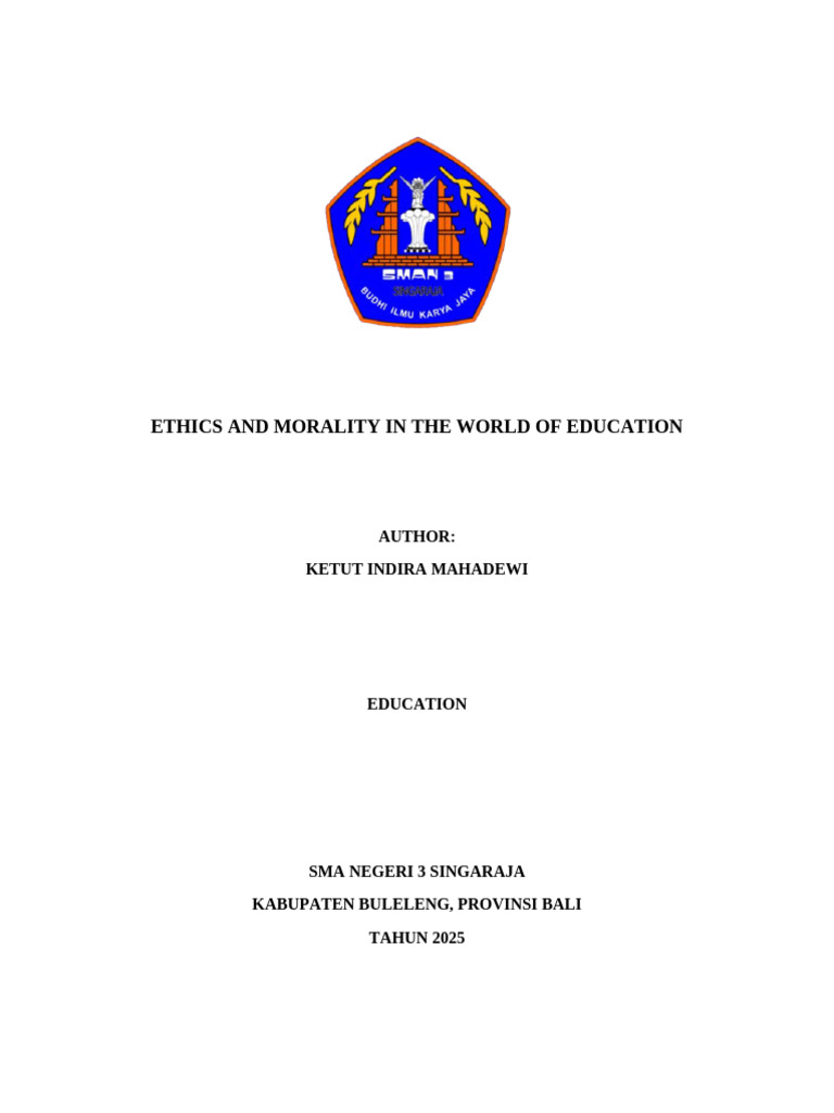 Script Ethics and Morality in The World of Education Speech | PDF ...