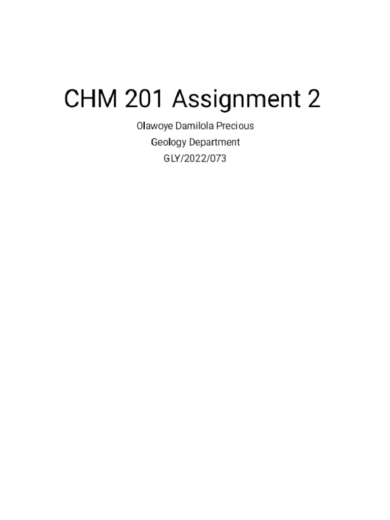 Oluwadamilola's CHM 201 Assignment 2 - PDF | PDF