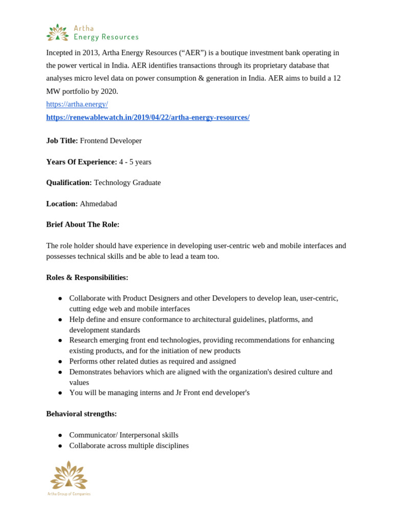 JD Frontend Developer | PDF