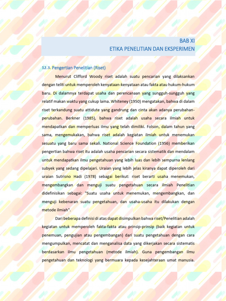 BAB XII Etika Penelitian Dan Eksperimen | PDF