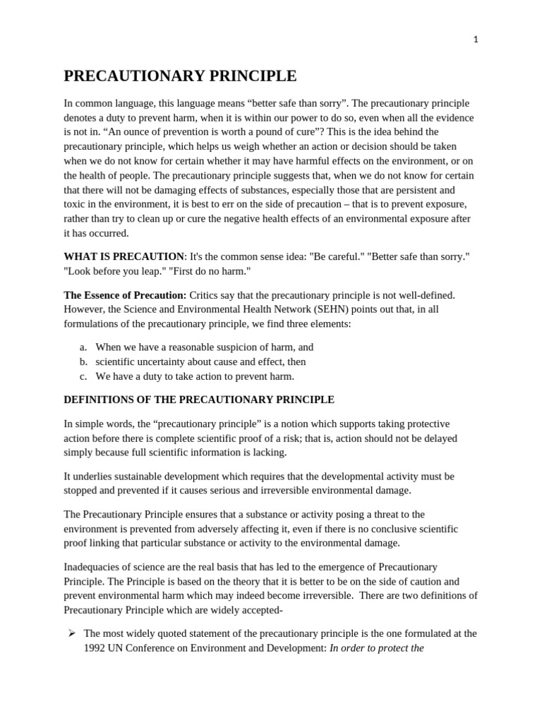 Precautionary Principle | PDF | Risk | Sustainability