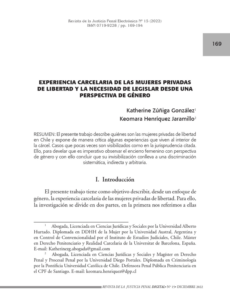 RJP15 - Experiencia Carcelaria de Las Mujeres Privadas de Libertad ...