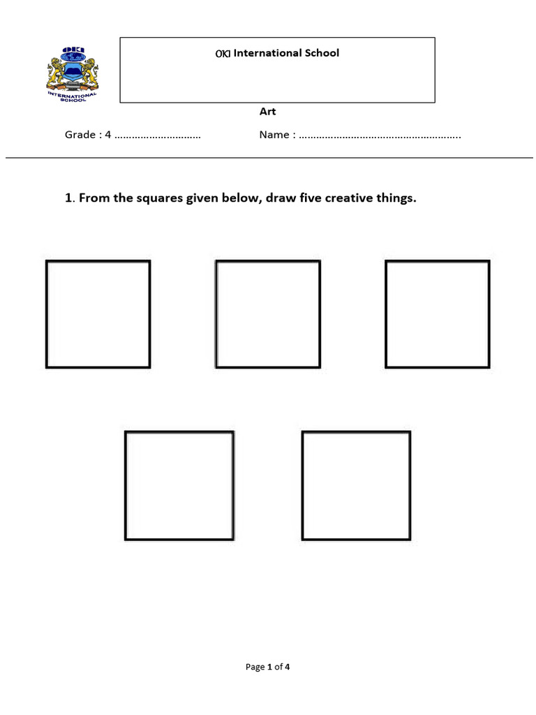 Grade 4 Creative Arts Revision Worksheet | PDF