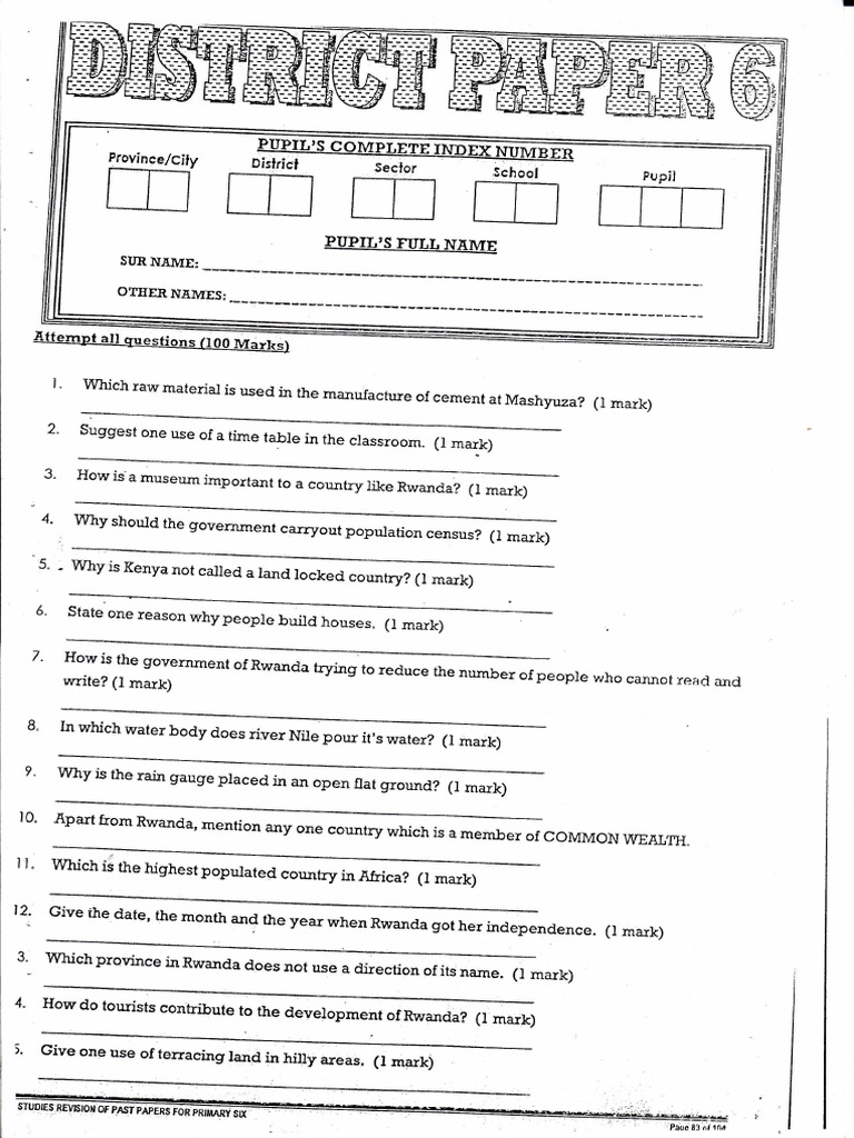 Social Studies P6 Q&A for Rwanda | PDF