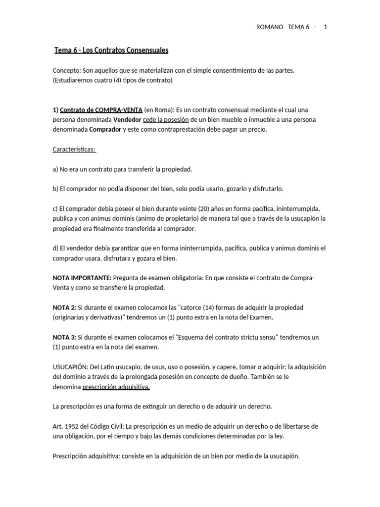 ROMANO Tema 6 | PDF | Posesión adversa | Posesión (Ley)