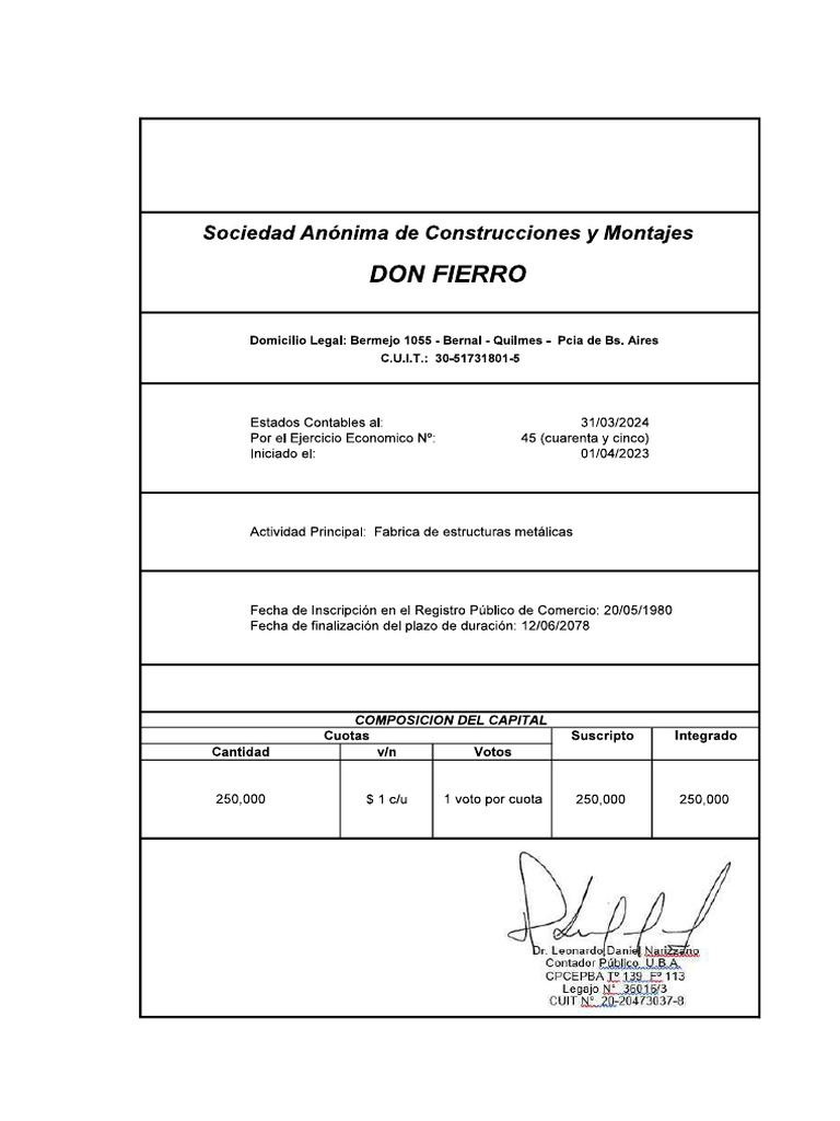 BALANCE 31032024 (Don Fierro) | PDF