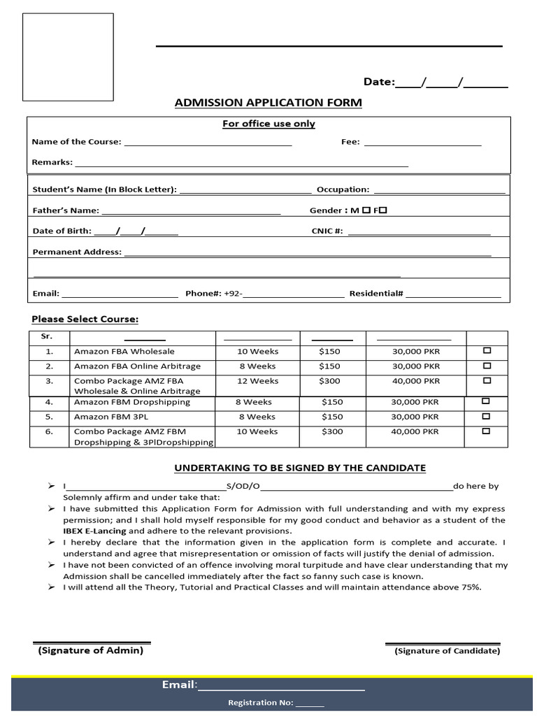 Admission Form IBEX E-Lancing | PDF | Justice | Crime & Violence