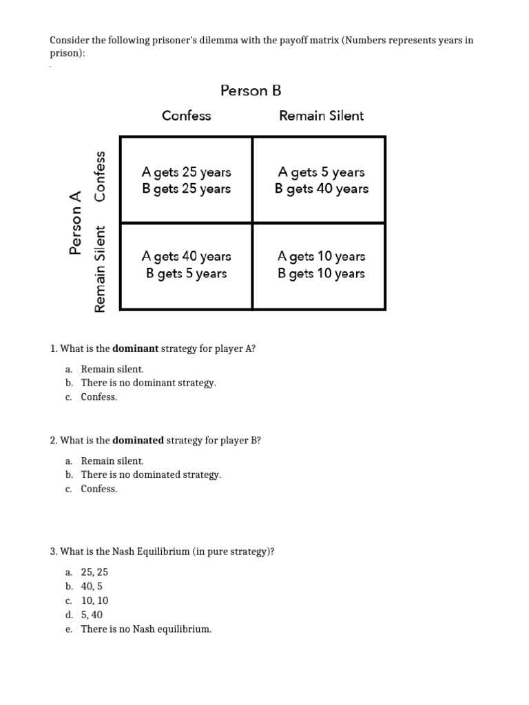 Prisoner's Dilemma Game Analysis | PDF