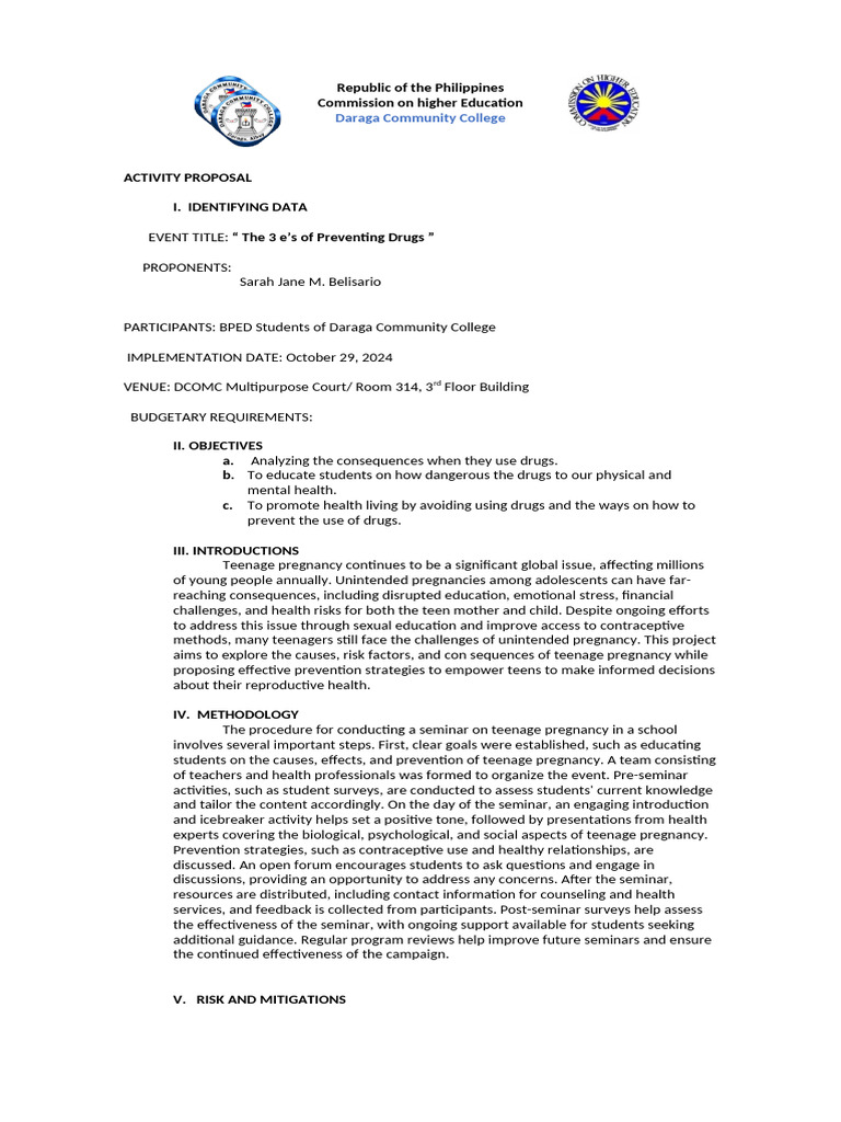 SPEC PE 12 Proposal 3es | PDF | Teenage Pregnancy | Adolescence