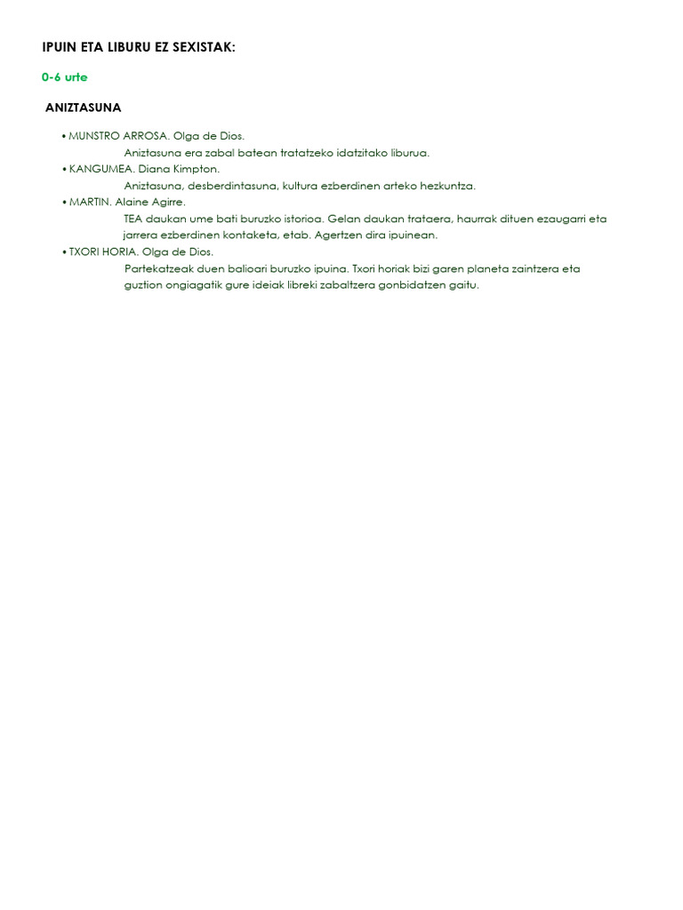 Ipuin Eta Liburu Ez Sexistak | PDF