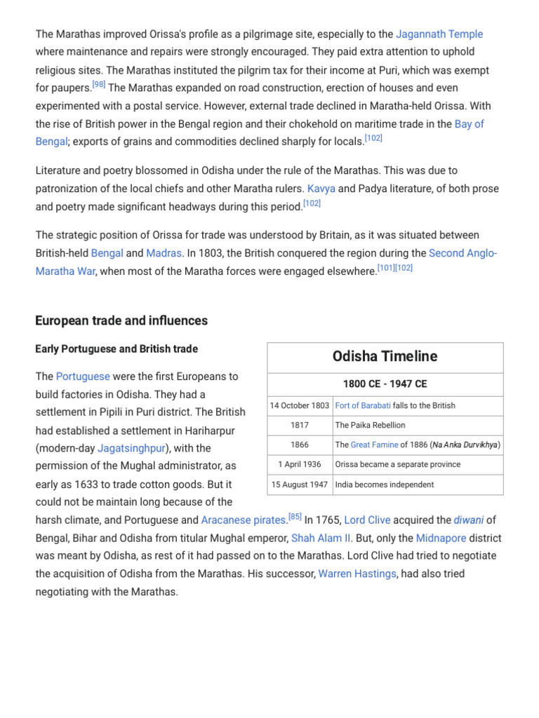 Odisha Historical Timeline: 1800-1947 | PDF | South Asia