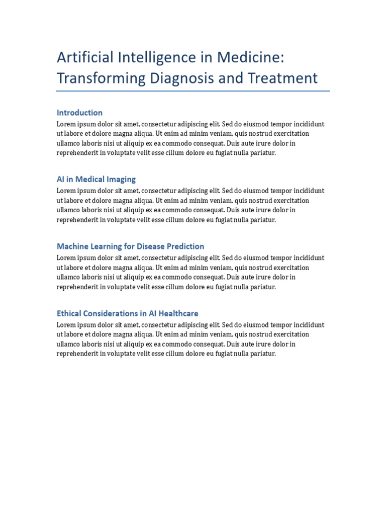 Artificial Intelligence in Medicine Transforming Diagnosis and ...