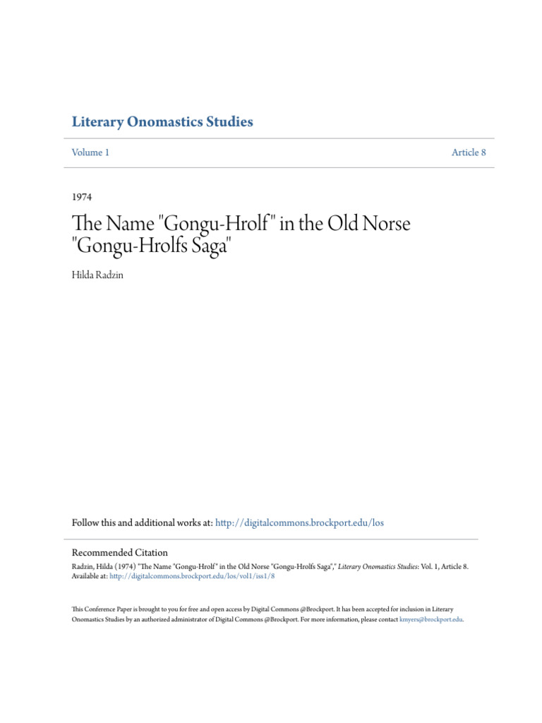 "Gongu-Hrolf in Old Norse Saga" | PDF | Languages | Foreign Language ...