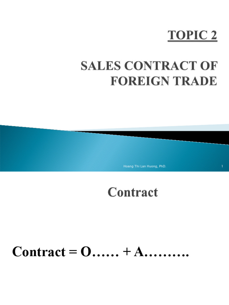 Handout 2 - Sales Contract of Foreign Trade | PDF
