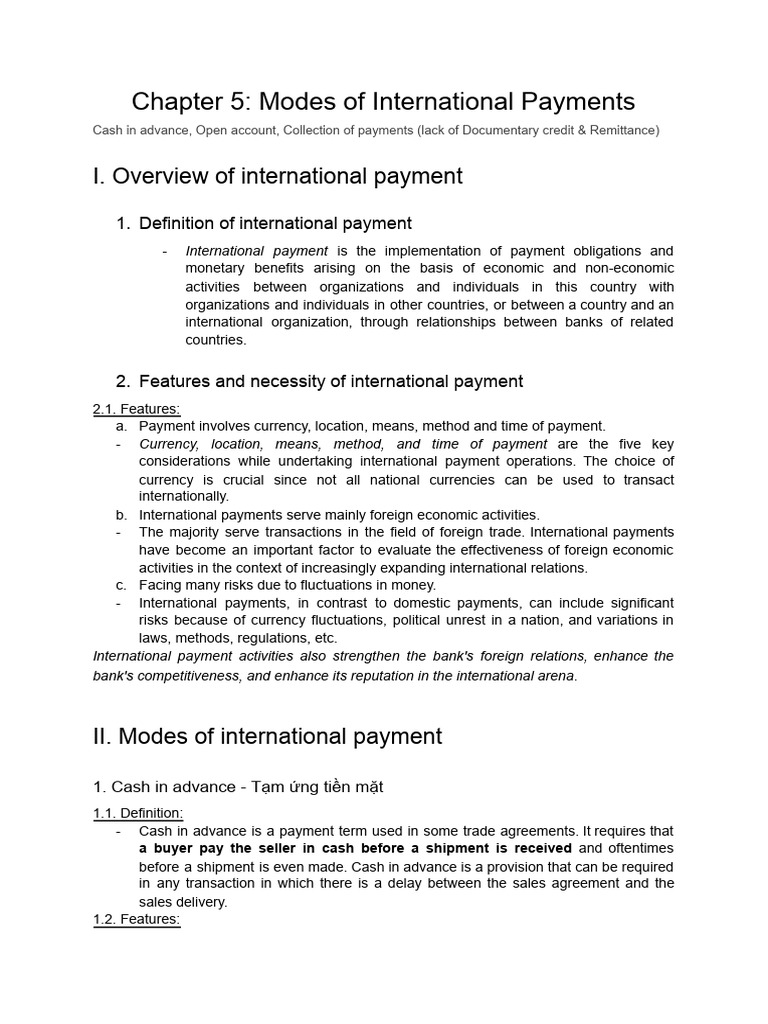 Chapter 5 Modes of International Payment | PDF | Payments | Banks