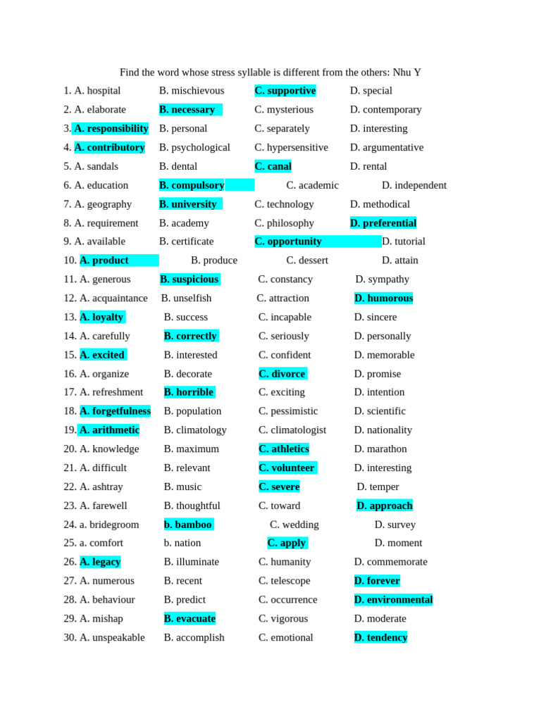Stress syllables VAA | PDF