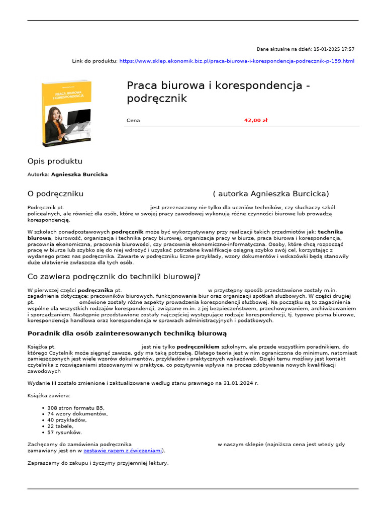 Praca Biurowa I Korespondencja Podrecznik | PDF