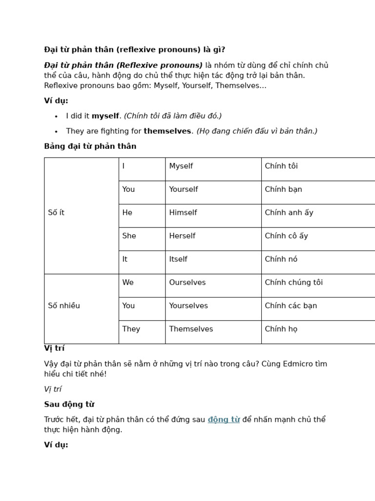 Reflexive Pronouns | PDF