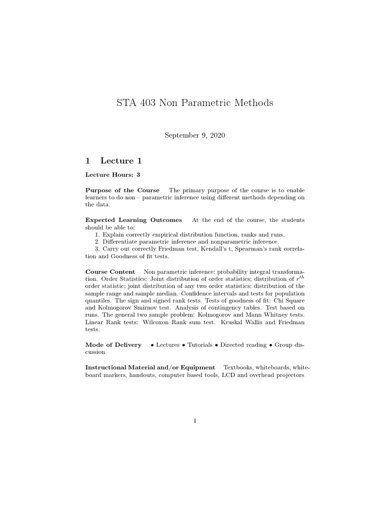 Lec 13non Parametric Methods | PDF | Statistics | Level Of Measurement