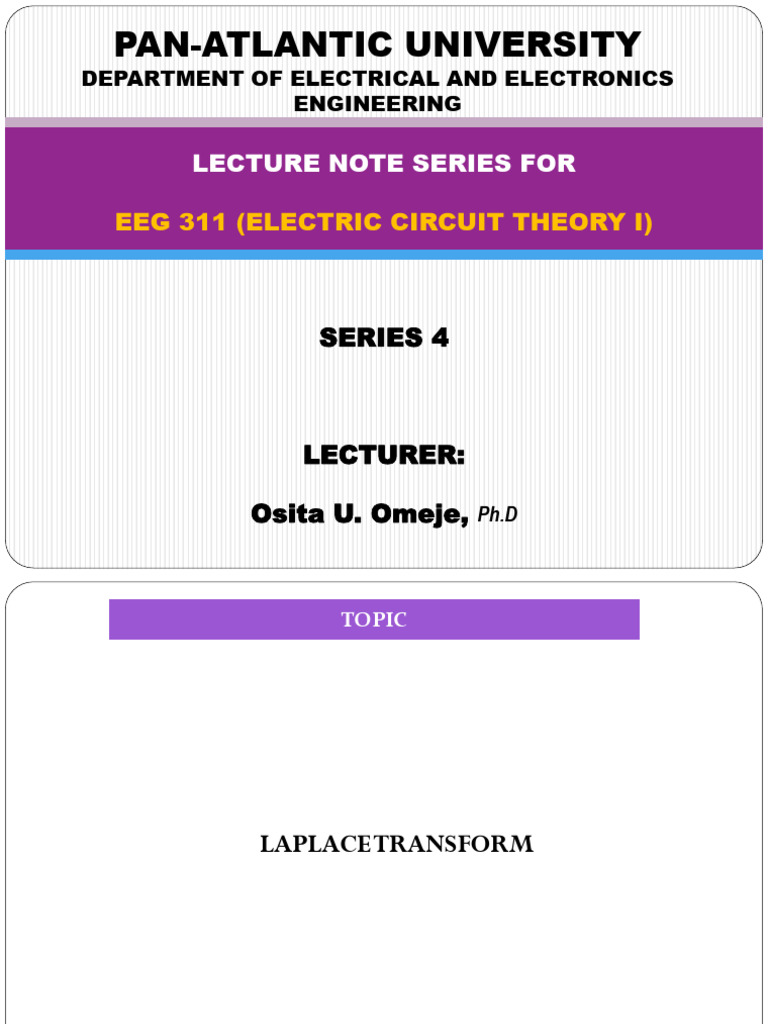 Eee 311 Lecture Series 4 | PDF | Laplace Transform | Mathematical Analysis