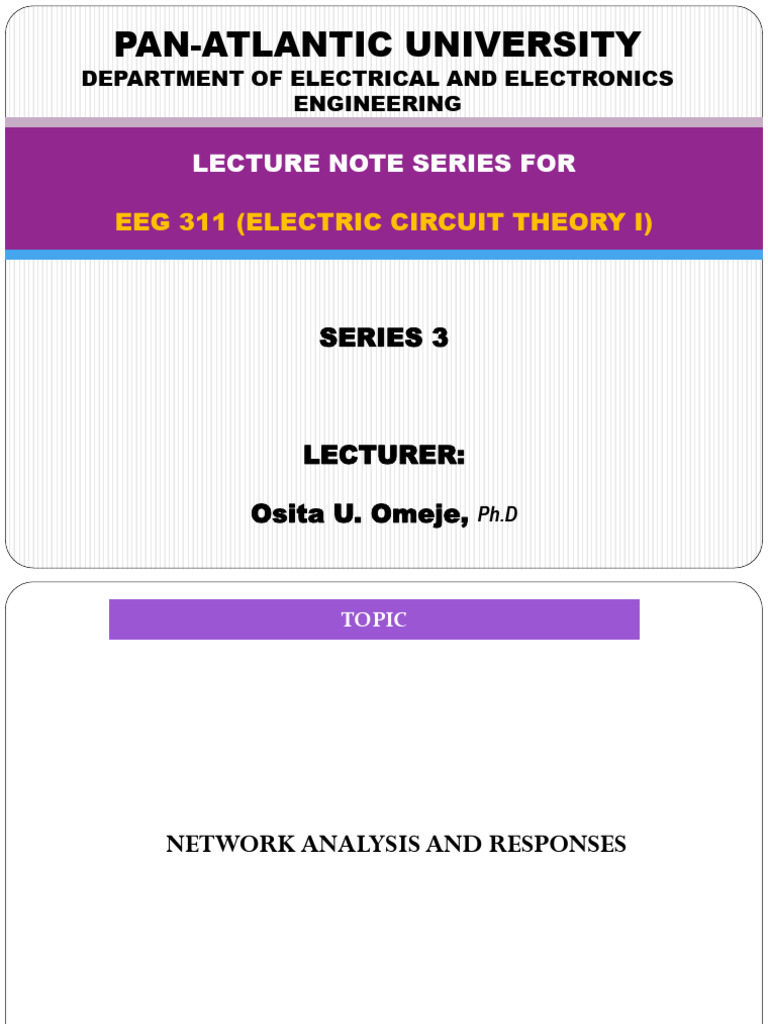 Eee 311 Lecture Note Series 3 | PDF | Electrical Network | Capacitor