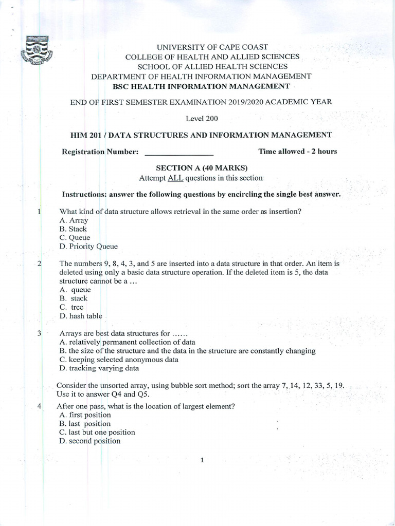 Data Structures Exam | PDF