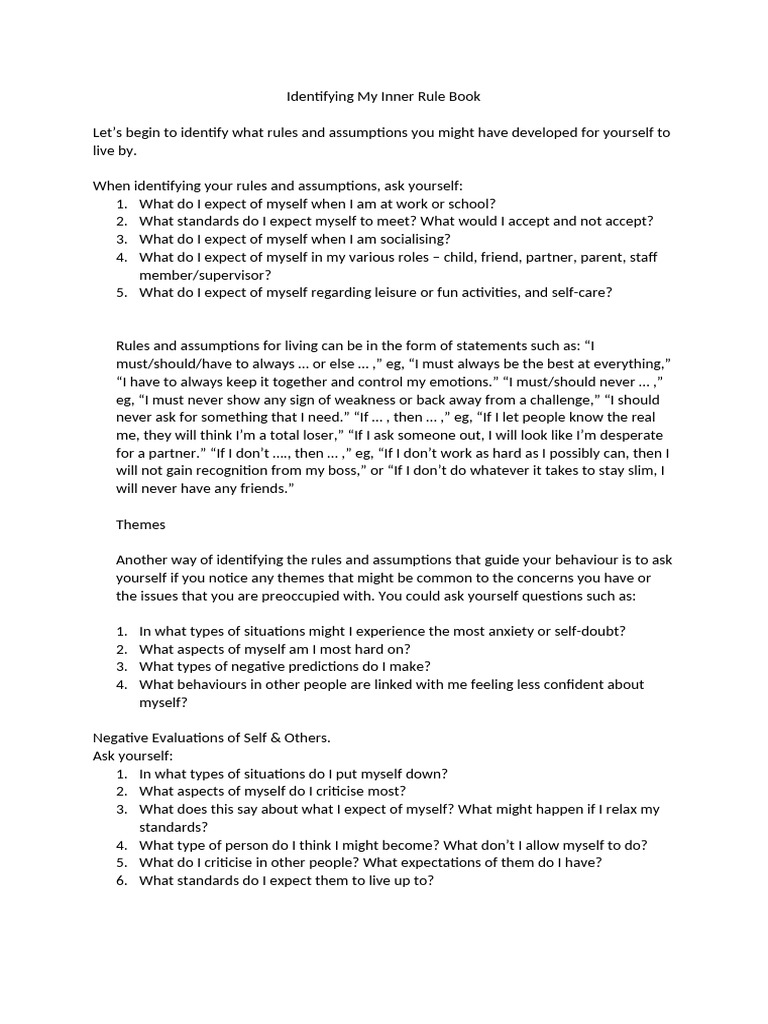 Uncovering Personal Rules and Assumptions | PDF | Emotions | Human ...