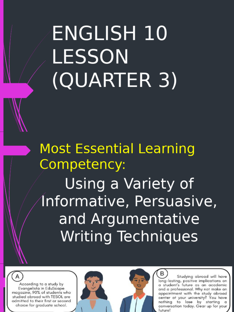 Writing Techniques for Grade 10 Essays | PDF | Essays | Argument