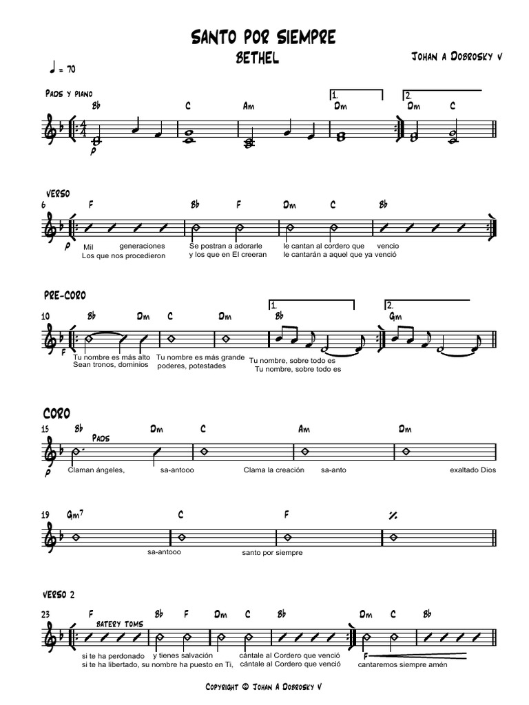 SANTO POR SIEMPRE BETHEL F MAYO Chart (Letra IBI) | PDF