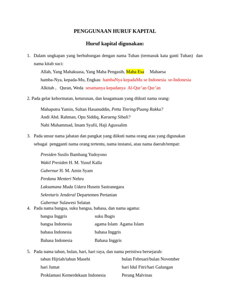 Panduan Penggunaan Huruf Kapital | PDF