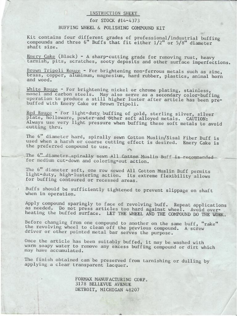 Buffing Compound Use | PDF