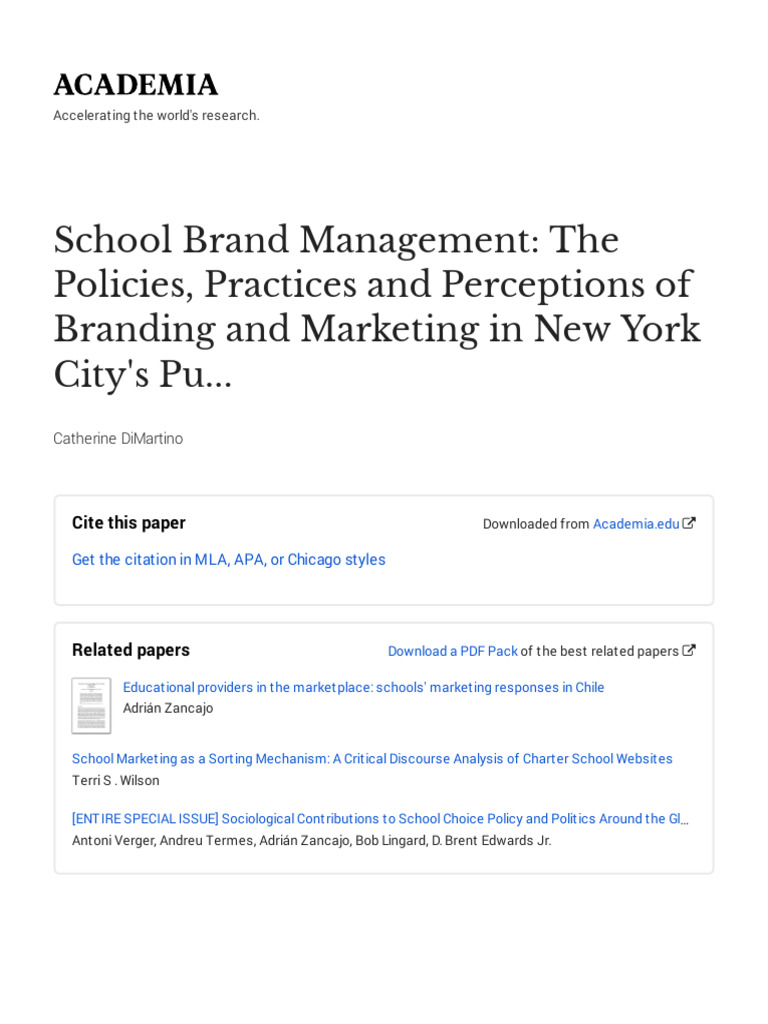 963-School Brand Management - The Policies, Practices, and Perceptions ...
