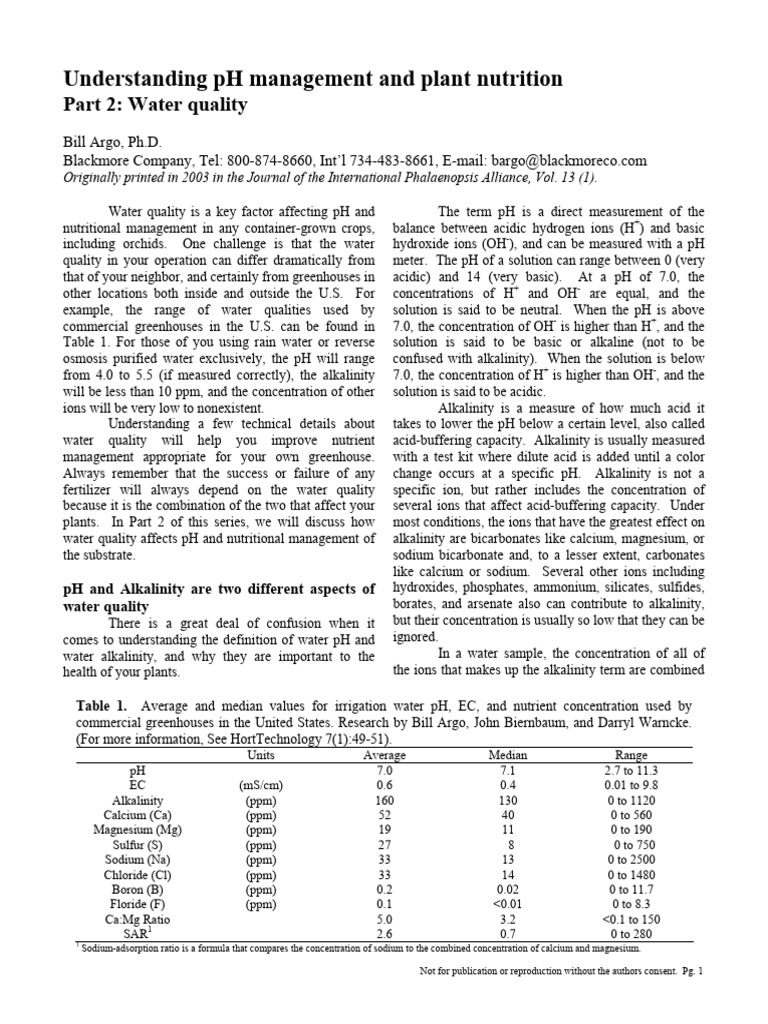 Understanding PH Management and Plant Nutrition Part 2 Water Quality ...