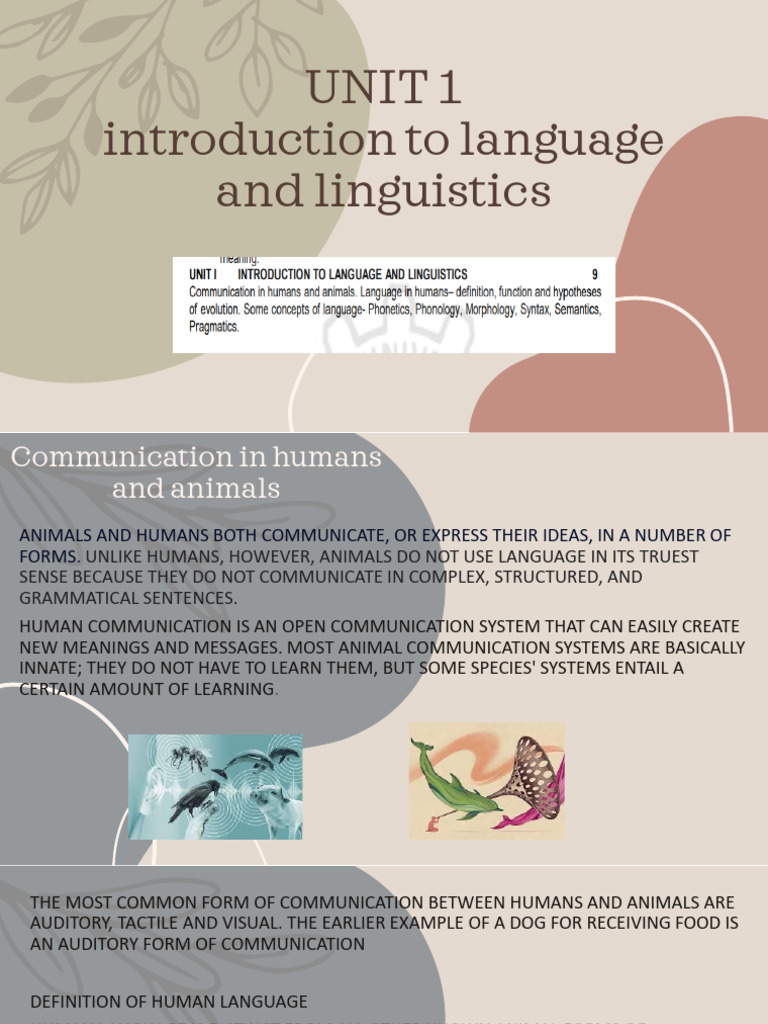Unit 1 Introduction To Language and Linguistics | PDF | Communication | Linguistics