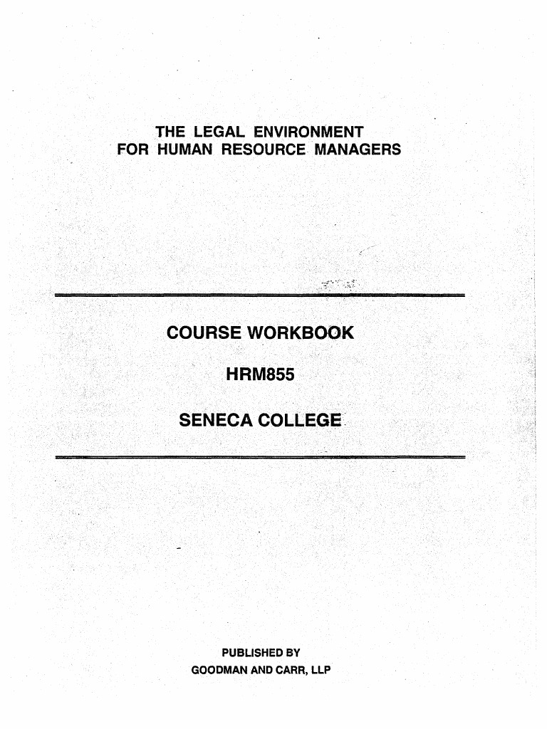 The Legal Environment For HRM Seneca College Course HRM855 | PDF | Self ...