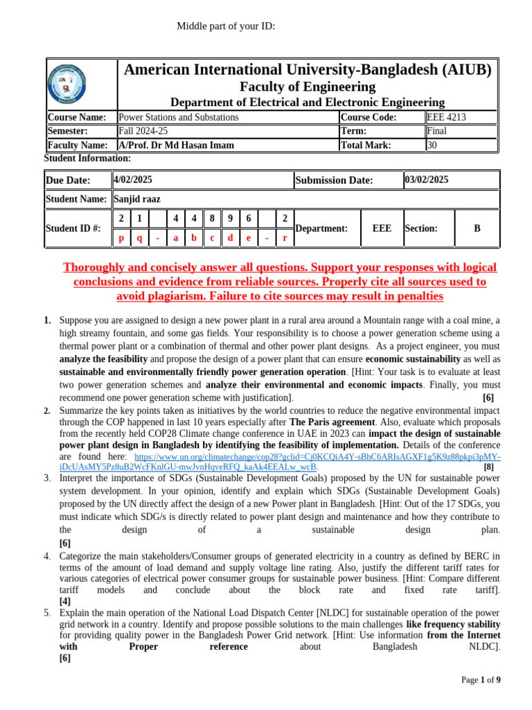 OBE - Assignment - Final PSS Fall 2024-25 - DrImam | PDF | Climate Change Mitigation ...
