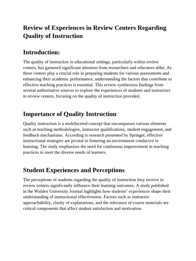 Quality Instruction in Review Centers | PDF | Learning | Motivation