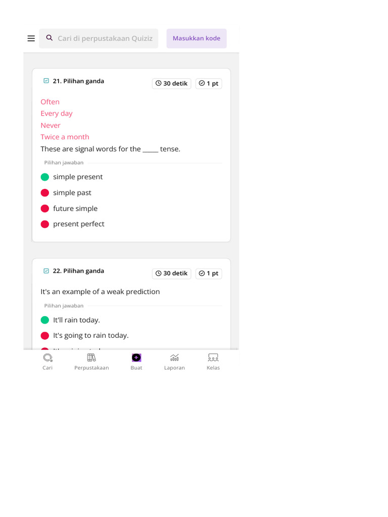 English Tenses Quiz - 696 Plays - Quizizz | PDF
