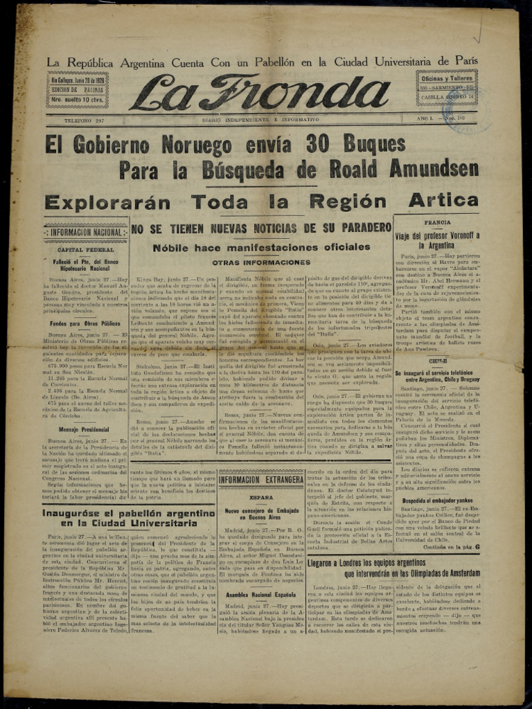 La Fronda 28 de Junio de 1928 | PDF