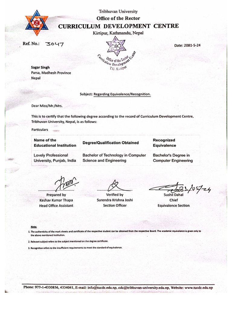 TU Engineering Equivalence | PDF