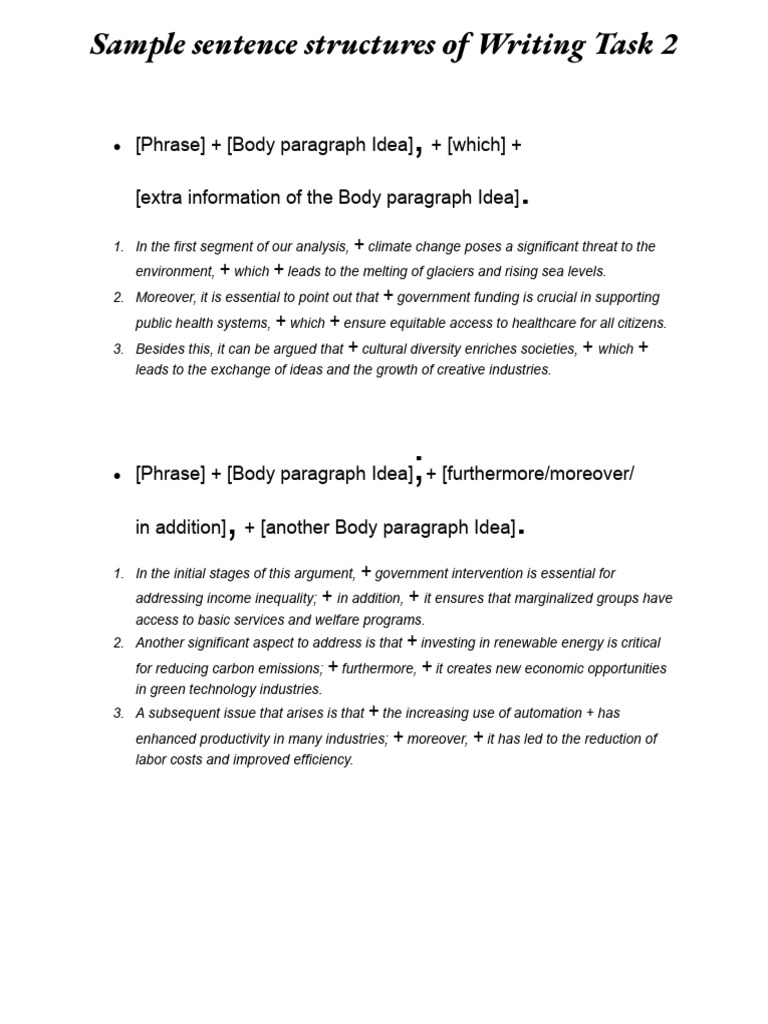 Sample Sentence Structures of Writing Task 2 | PDF | Climate Change ...