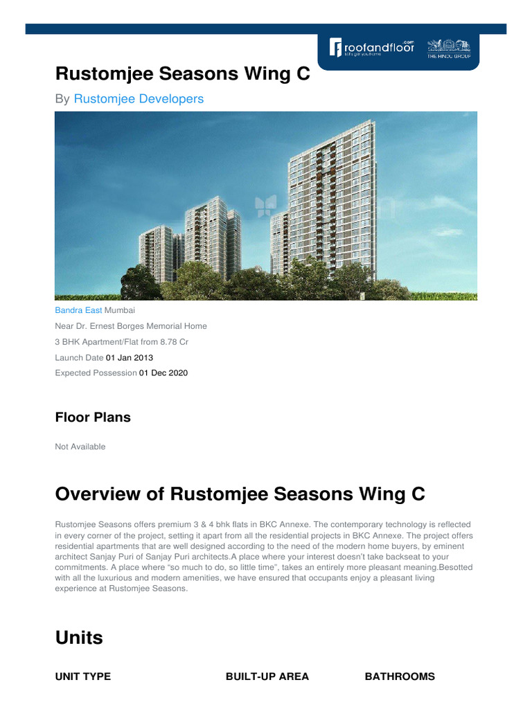 Rustomjee Seasons Wing C Automated Brochure | PDF