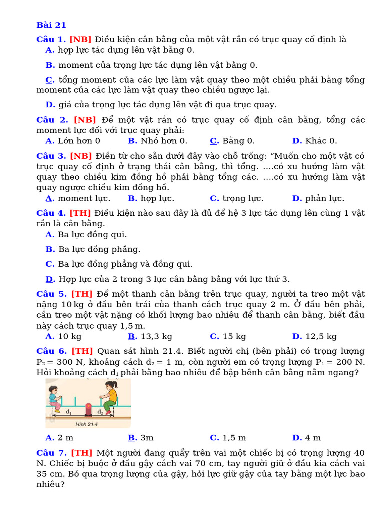 bài tập ôn tập ktra TX lần 1 Vật lý 10 | PDF