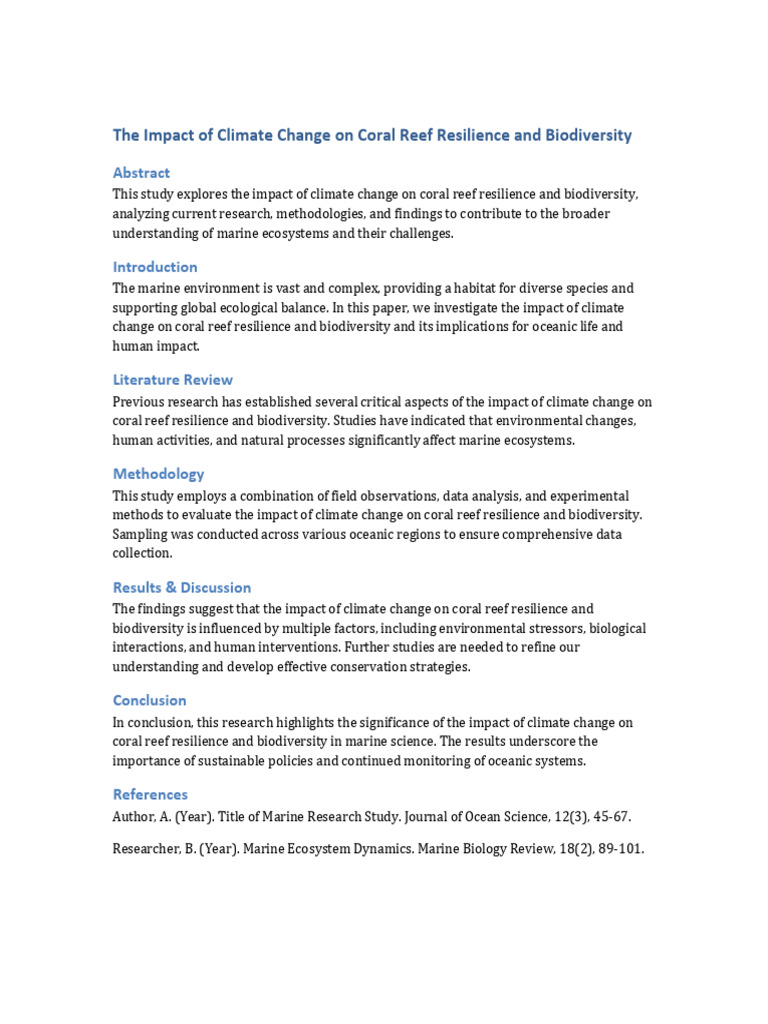 Climate Change Effects on Coral Reefs | PDF